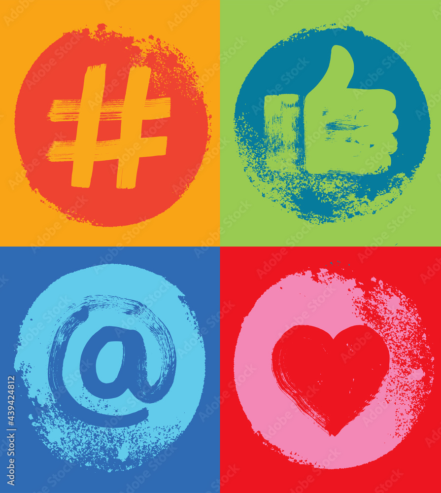 Four Stacked Social Media Symbols Stock Photo | Adobe Stock