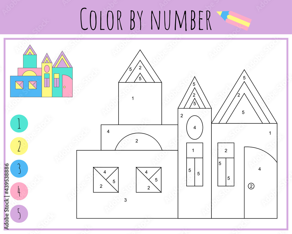 Educational number coloring page for preschool children. Game for kids ...