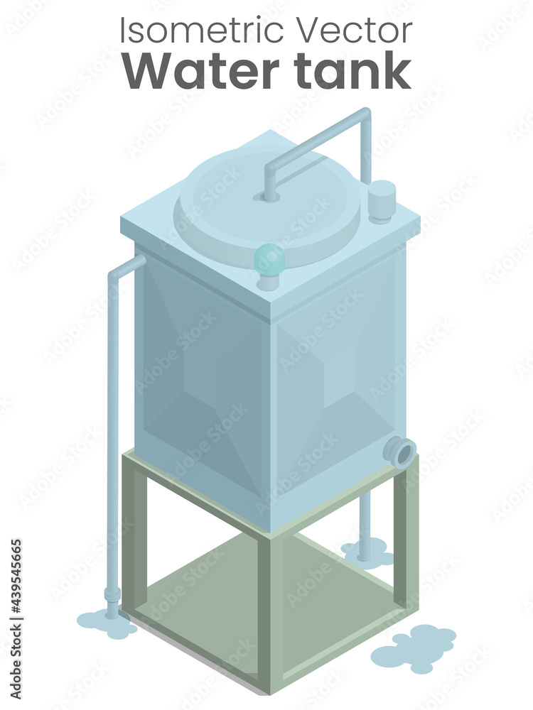 Isometric vector of water modular tank as waste treatment system or ...