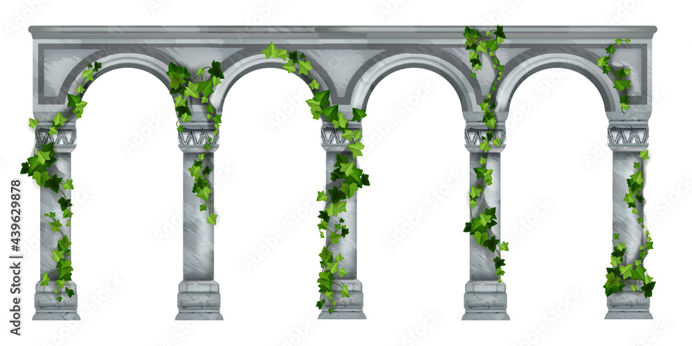 Stock-Vektorgrafik „Stone arch vector illustration, marble roman ...