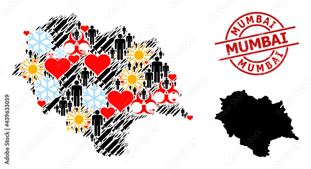 Rubber Mumbai stamp seal, and frost men inoculation collage map of ...