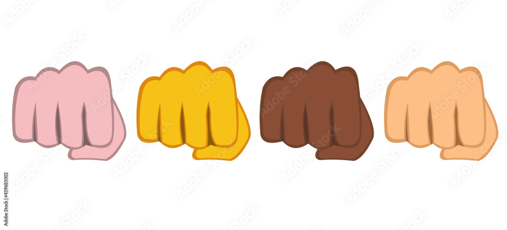 Vector illustration of emoticons of hand giving a punch from the front ...