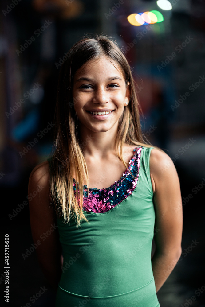 Happy Gymnast Girl Portrait Stock Photo | Adobe Stock