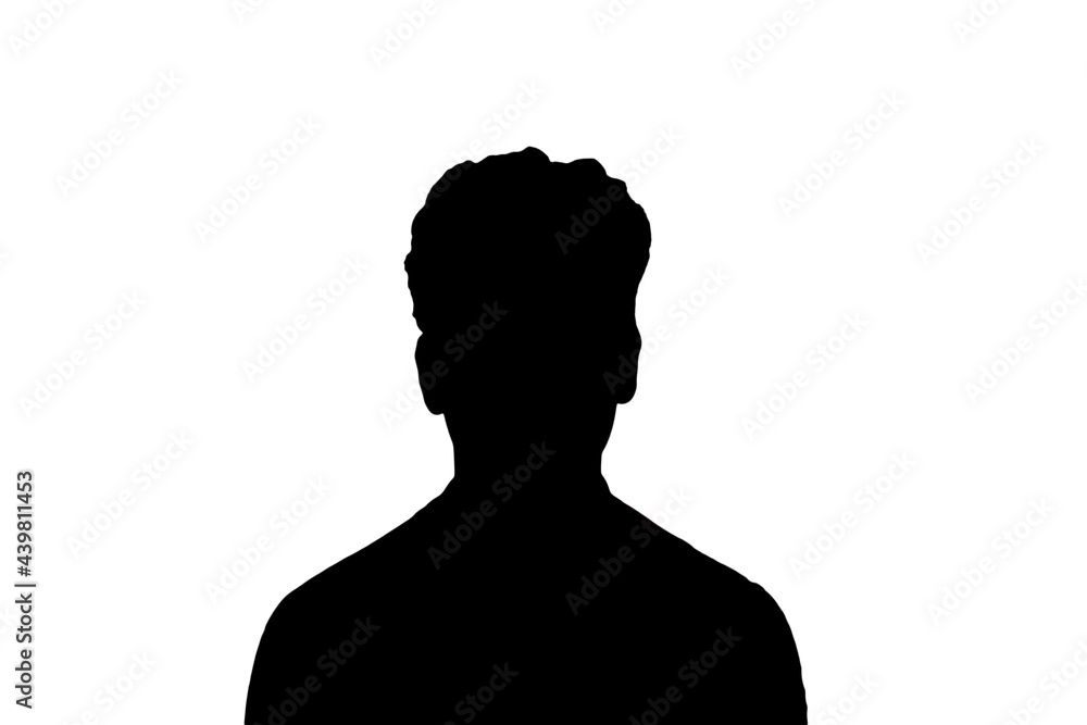 Unknown young guy face silhouette isolated on white background Stock ...