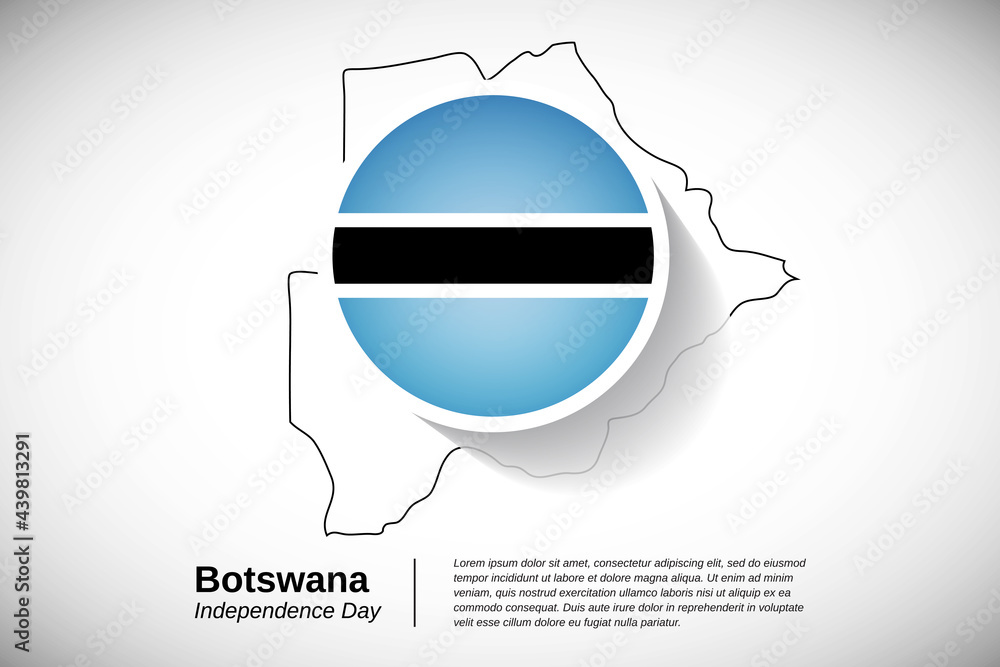 Independence day of Botswana. Creative country flag of Botswana with outline map illustration ...