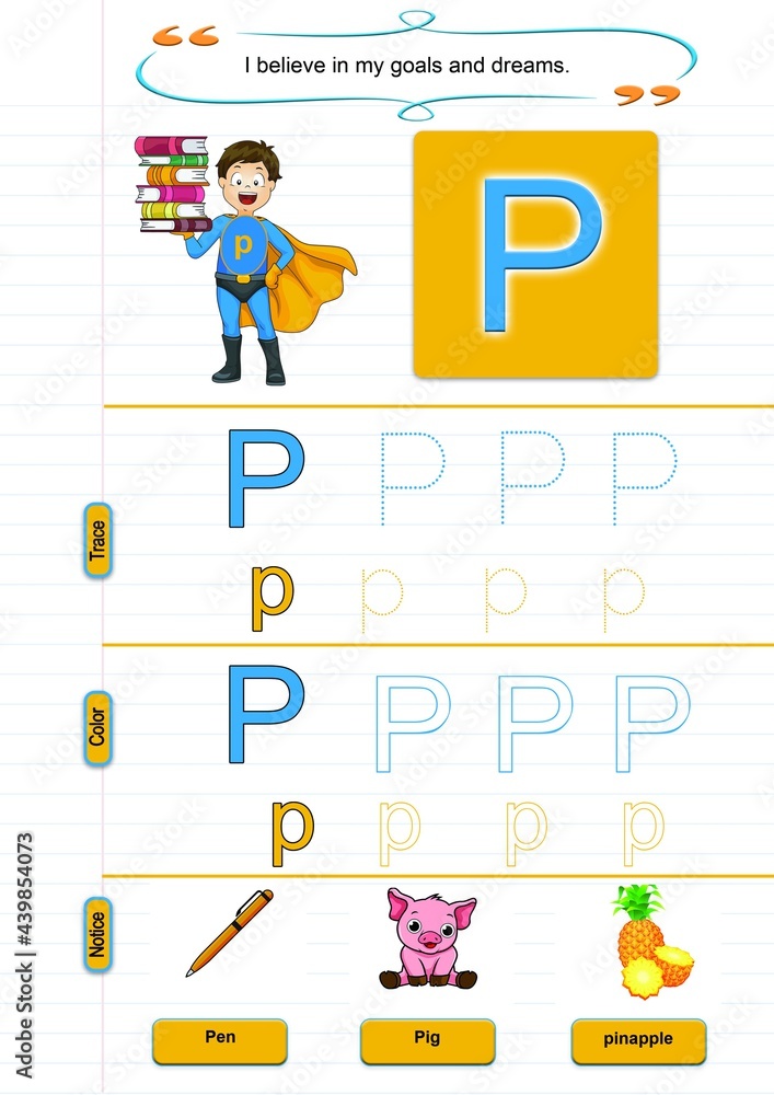 Letter P.Learn Alphabet letters and coloring graphics printable ...