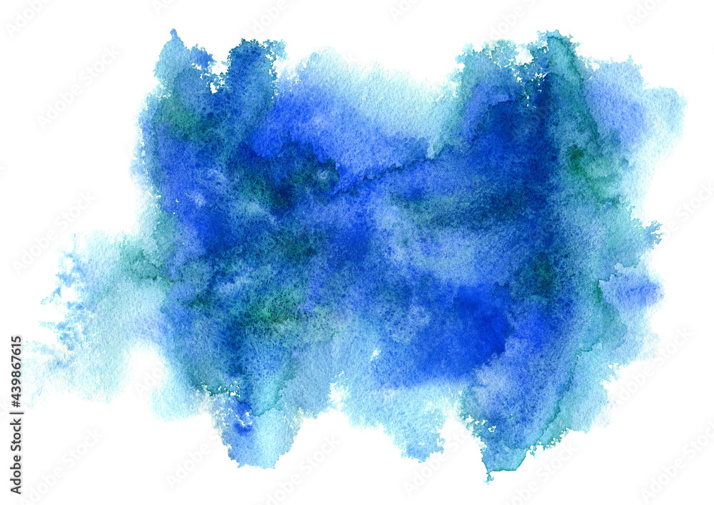 Abstract blue watery frame.Aquatic backdrop.Ink drawing.Watercolor hand ...