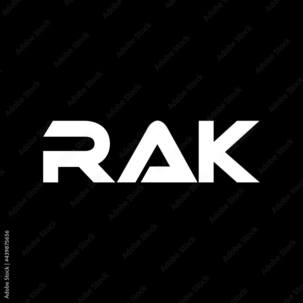 RAK letter logo design with black background in illustrator, vector ...