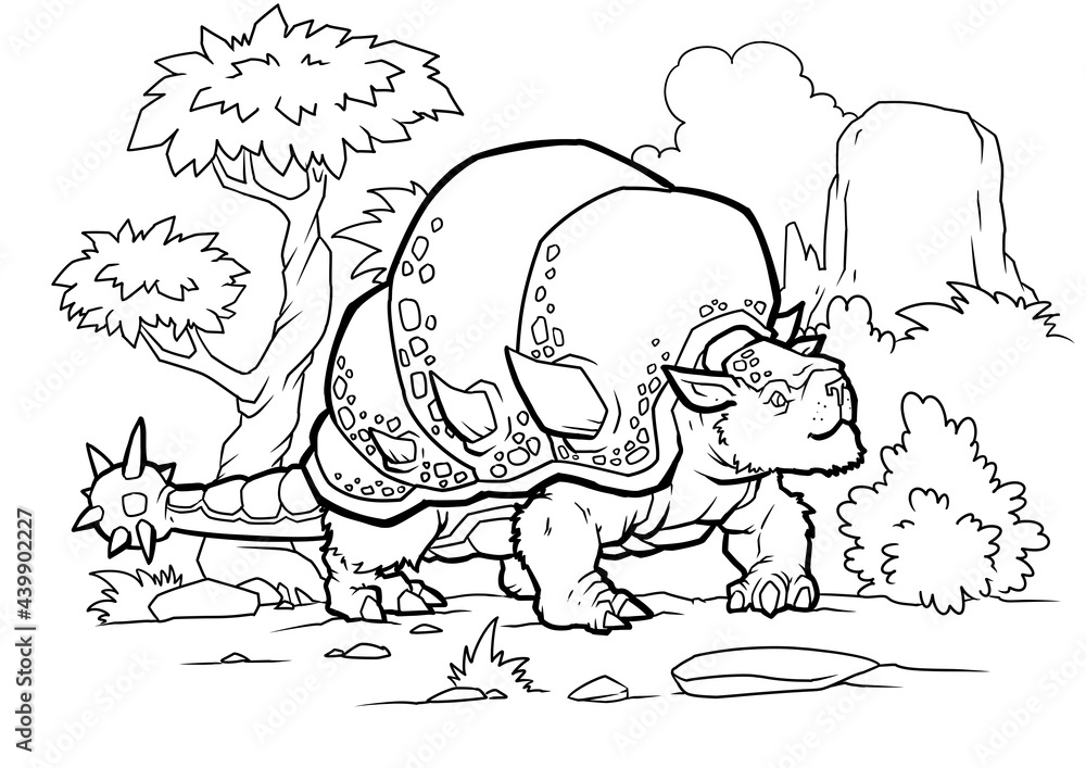 Colouring book for kids and children. Cartoon illustration. prehistoric ...