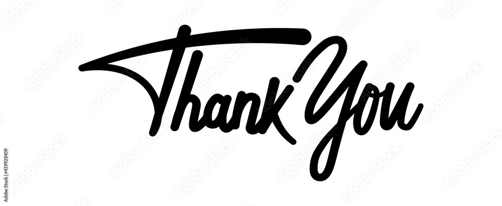 Thank You text hand drawn lettering typography isolated on white ...