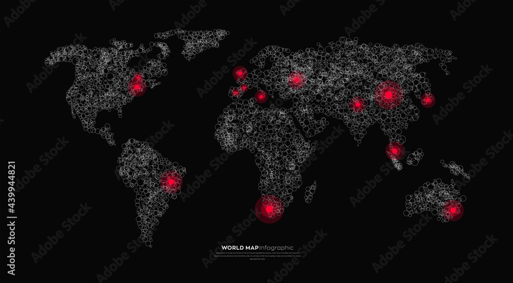 World map Infographic. world map with highlight top cities.Vector ...
