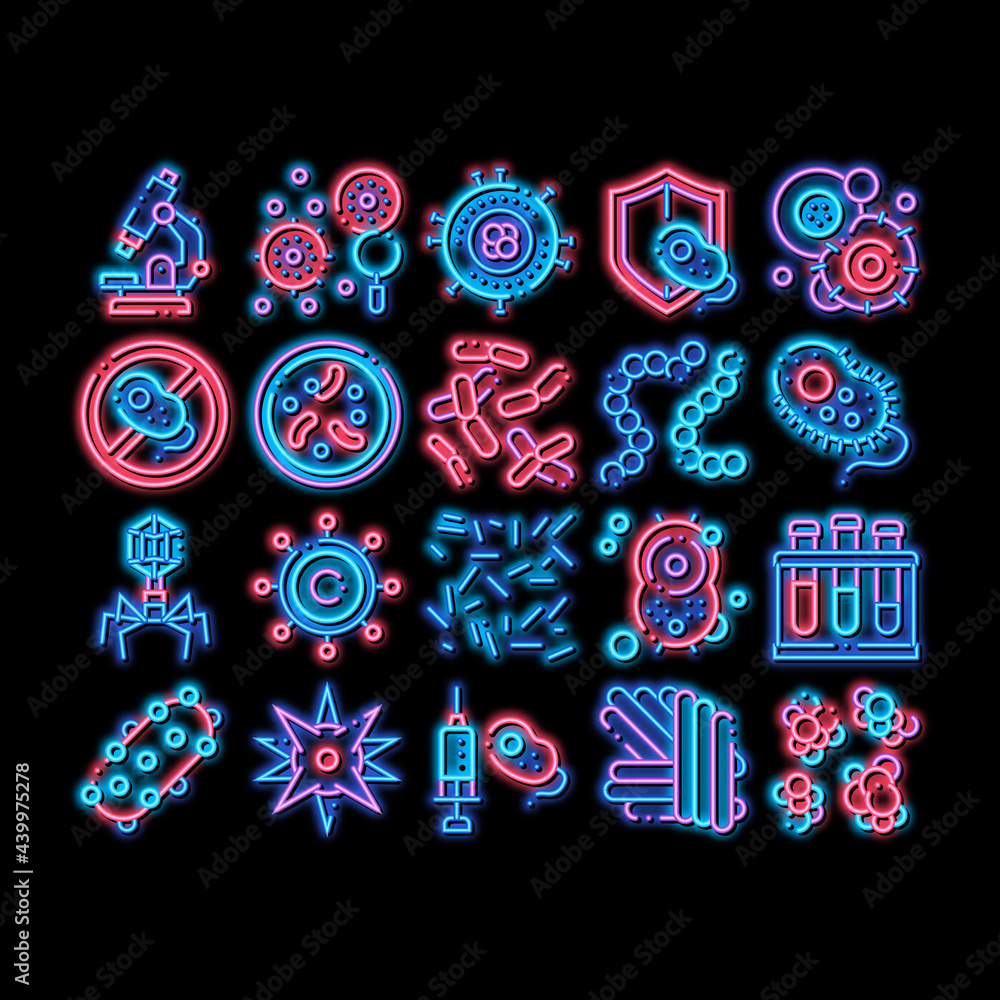 Pathogen Elements neon light sign vector. Glowing bright icon Pathogen ...