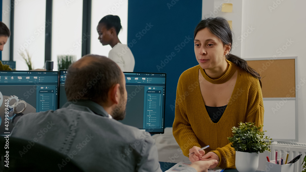 Industrial architect colleagues working and having fun sharing ideas ...