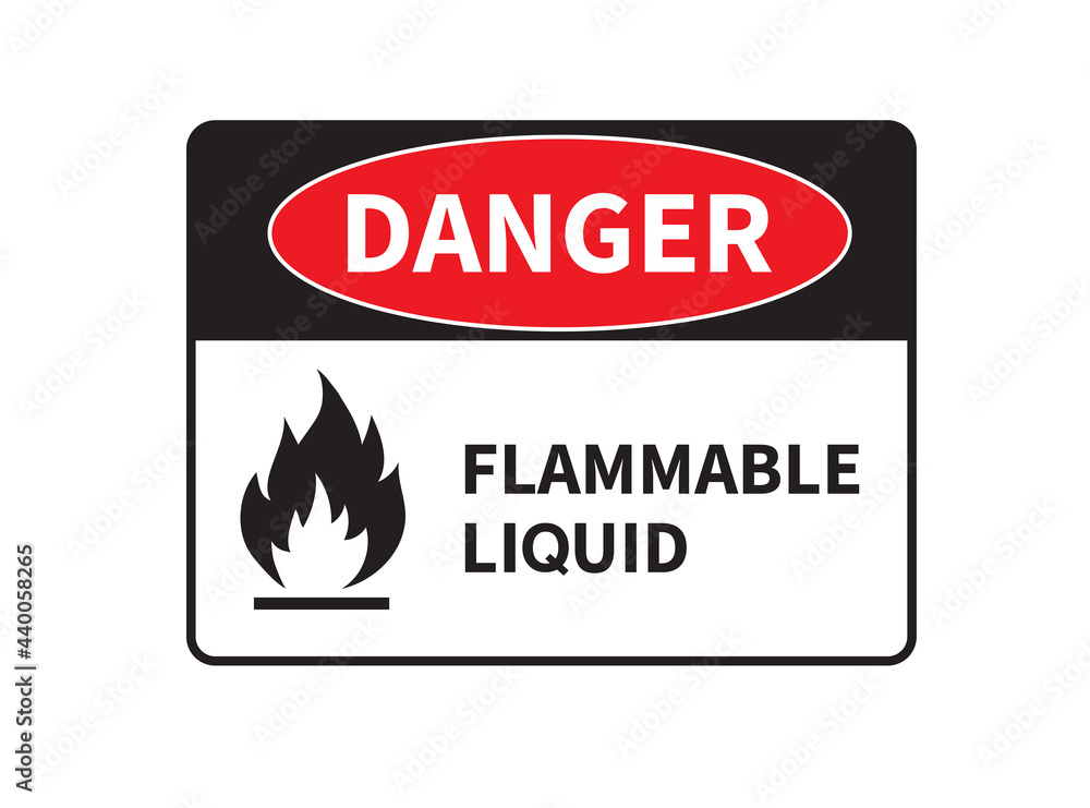 Danger flammable liquid sign on white background. GHS hazard pictogram ...