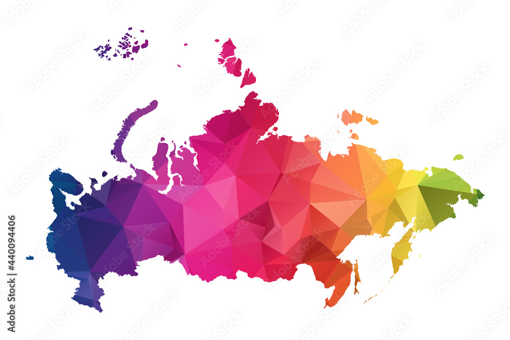 Abstract Polygon Map - Vector illustration Low Poly Color Rainbow ...