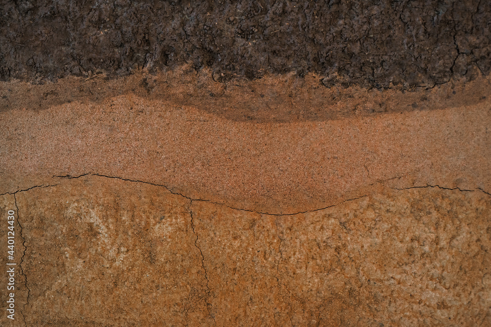 Form of soil layers,its colour and textures,texture layers of earth ...