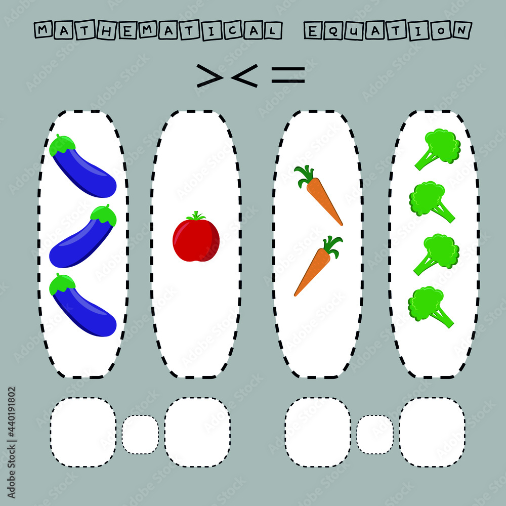 Developing activities for children, compare which more vegetables are ...