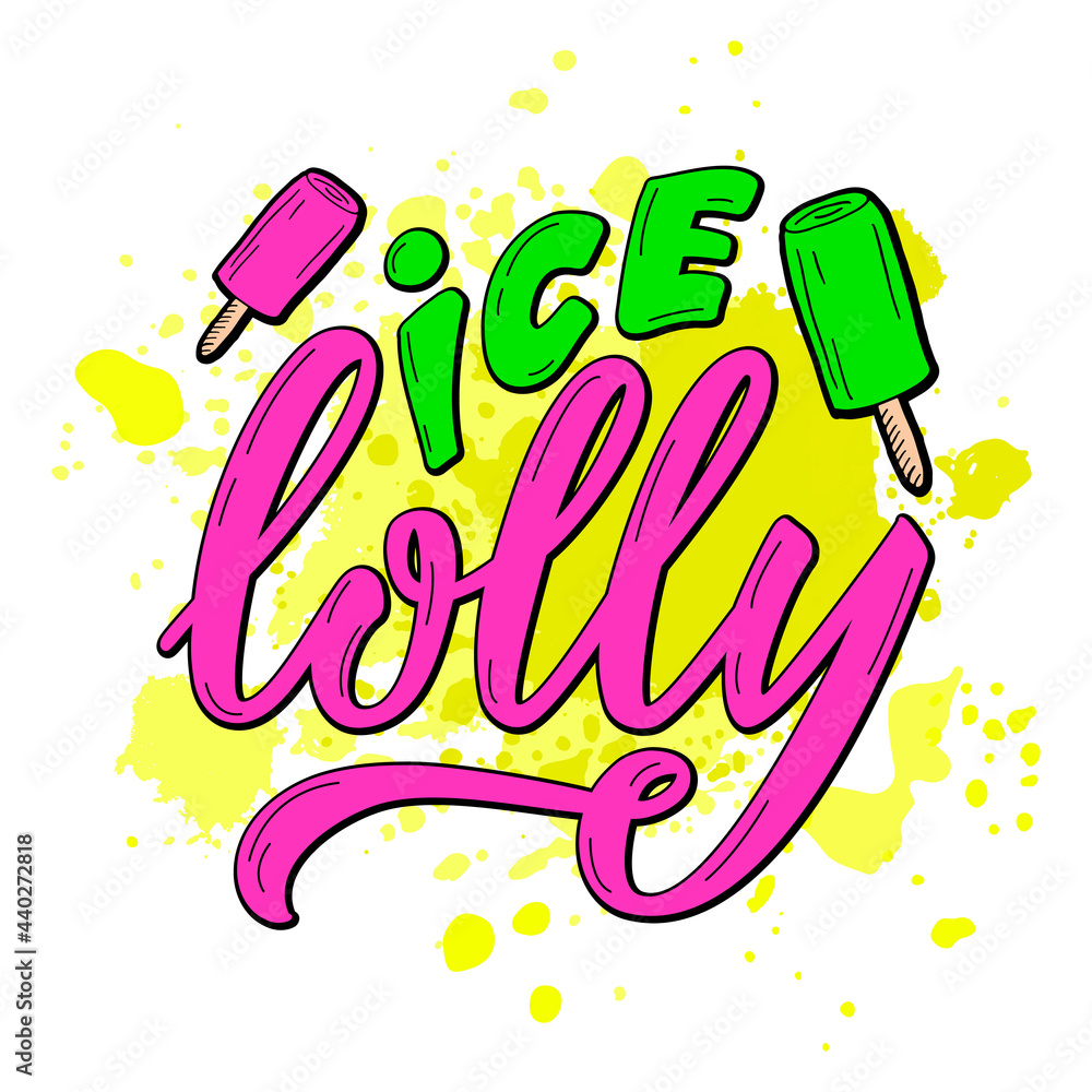 Vector illustration of ice lolly lettering for advertisement, catalog ...