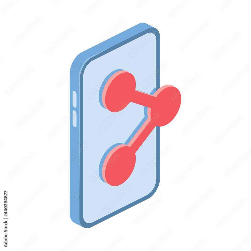 Smartphone share. Vector 3d symbol, isometric, color web icons, new ...