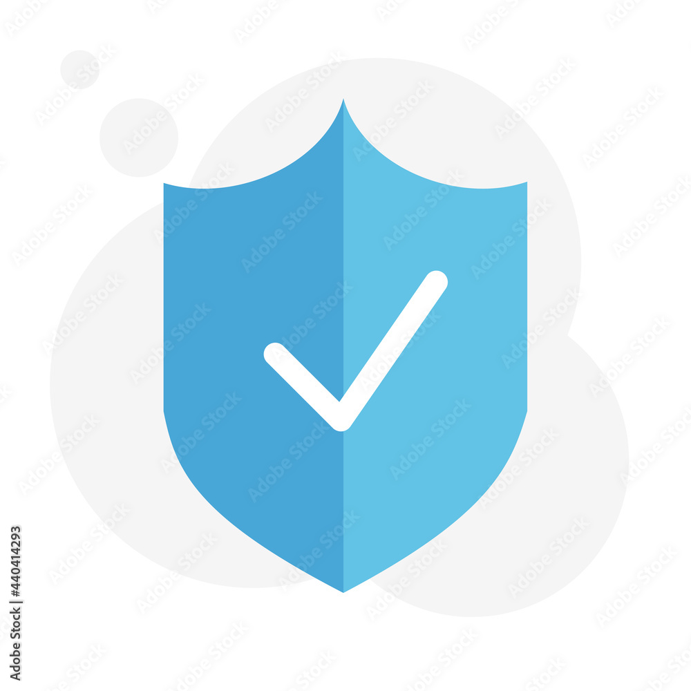 Data protection with a white checkmark and blue shield. Cybersecurity ...