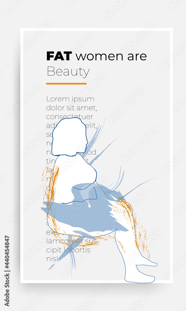 Fat women are beautiful. Hand drawing sketch girl shape book cover ...