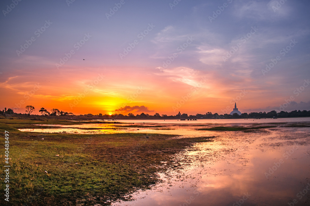 Ruwanwelisaya the biggest stupas in sri lanka at dawn seen from thisa ...