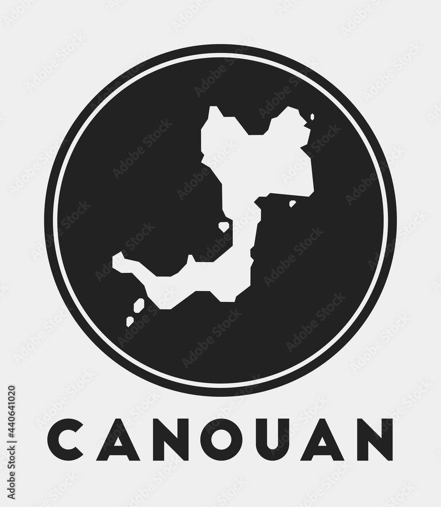 Canouan icon. Round logo with island map and title. Stylish Canouan ...