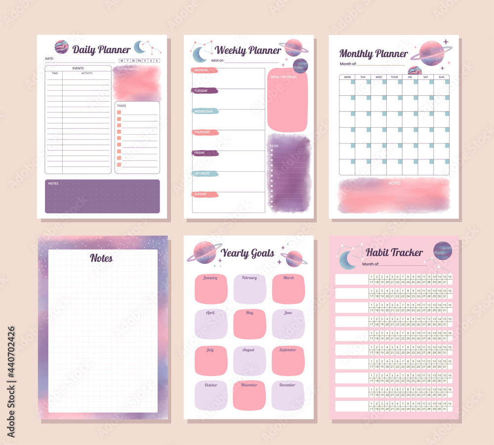 Printable daily, weekly, monthly, yearly and habit tracker with ...