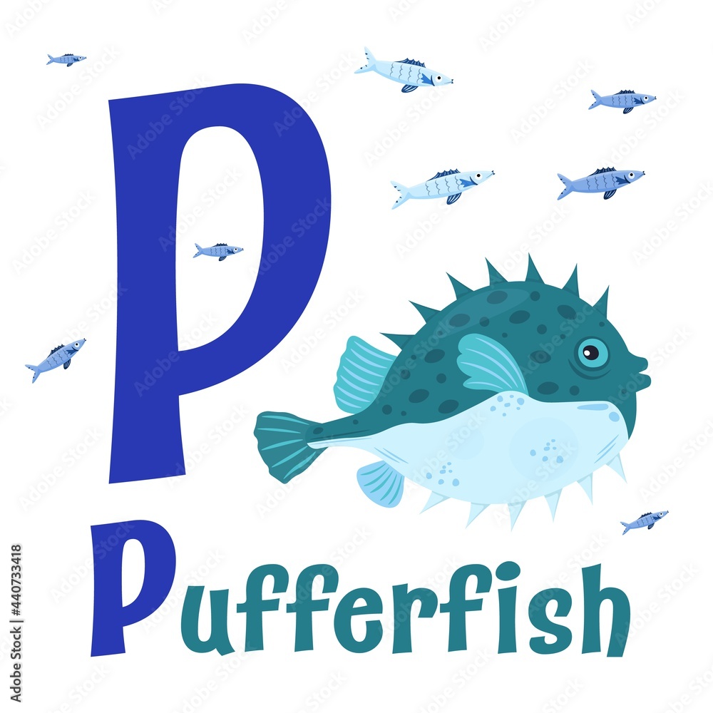 Sea Animals Alphabet. ABC for children. Letter P Stock Vector | Adobe Stock
