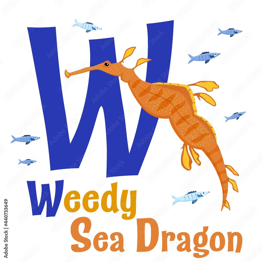 Sea Animals Alphabet. ABC for children. Letter W Stock Vector | Adobe Stock