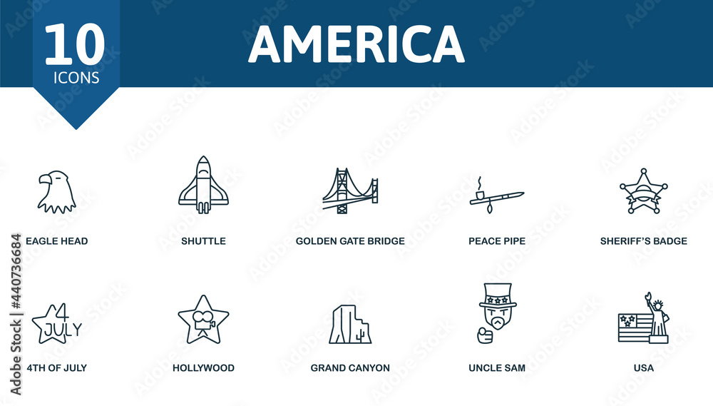 Usa icon set. Contains editable icons usa theme such as the statue of ...