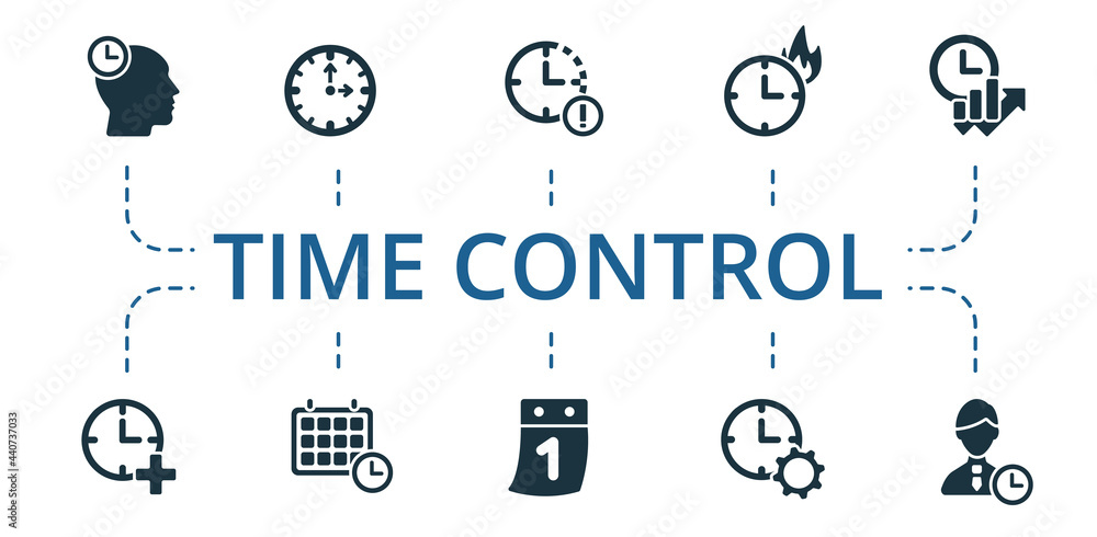 Time Control icon set. Contains editable icons time management theme ...