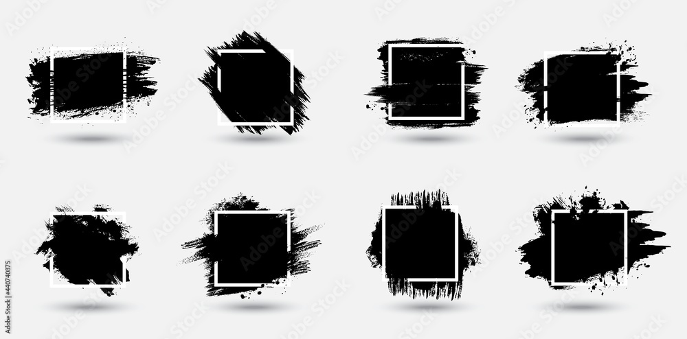 Vetor Grunge frames set, paint strokes texture vector backgrounds ...