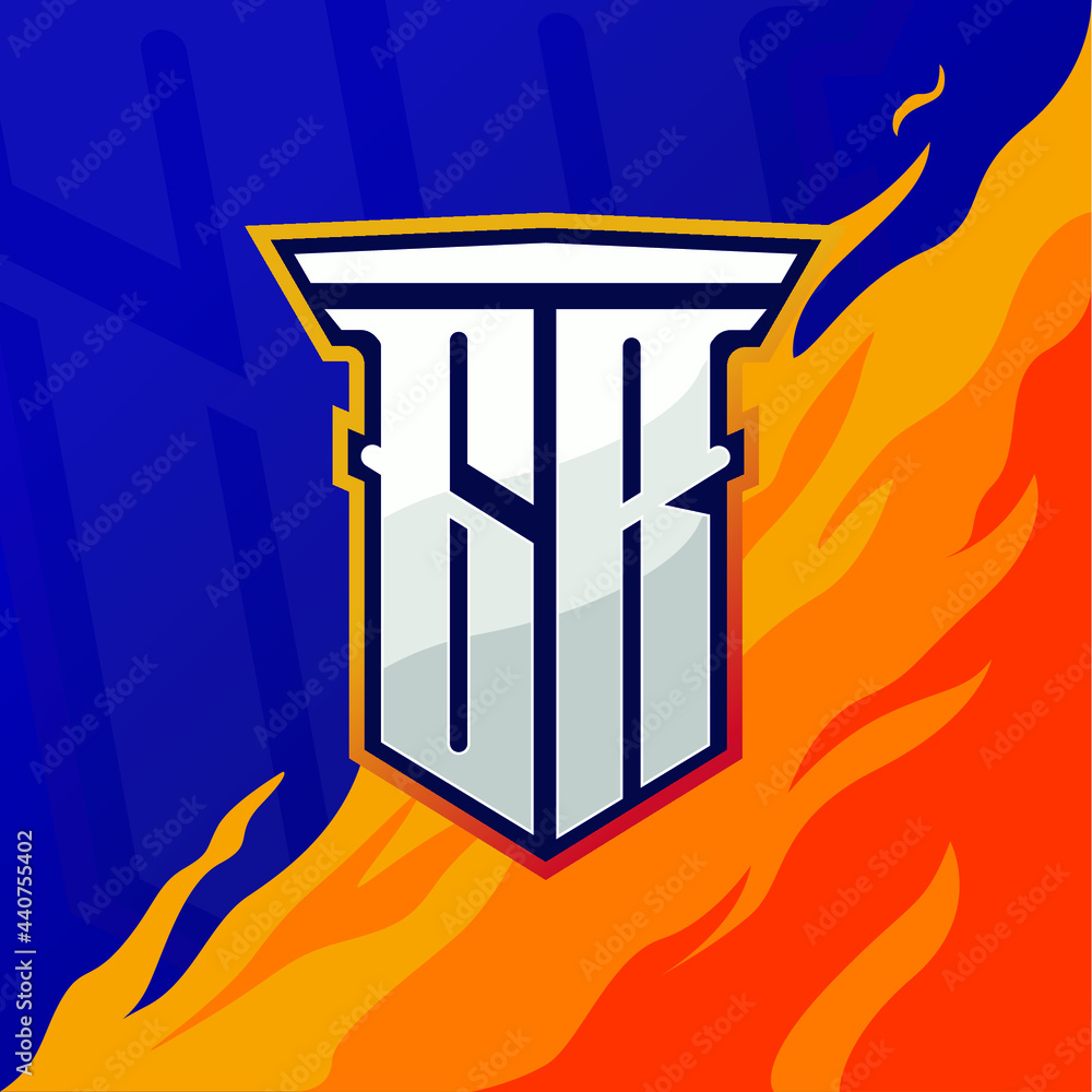 Initial GR with pillar, vector initial letter monogram esport, twitch ...