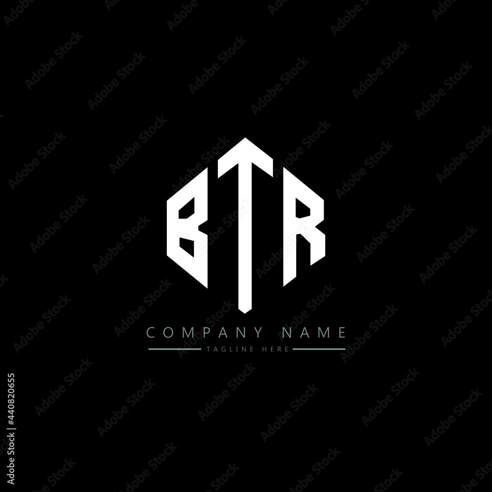 BTR letter logo design with polygon shape. BTR polygon logo monogram ...
