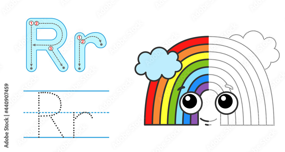 Trace the letter and picture and color it. Educational children tracing ...