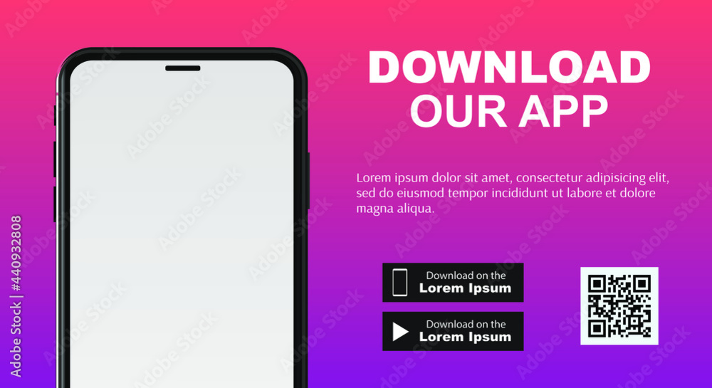 Download page of the mobile app. Empty screen smartphone for you apps ...
