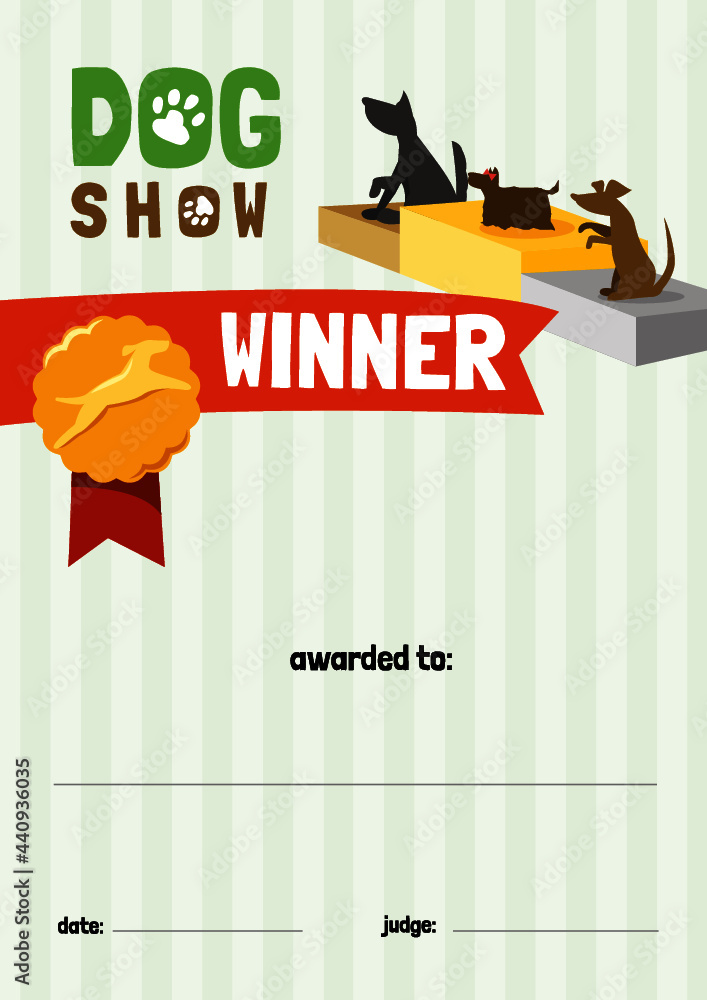 Dog show Winner certificate Stock Vector | Adobe Stock