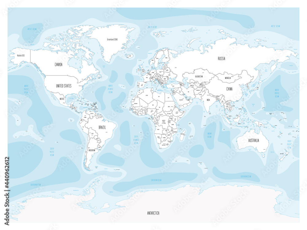 Стоковое векторное изображение «Political map of World. Black outline ...