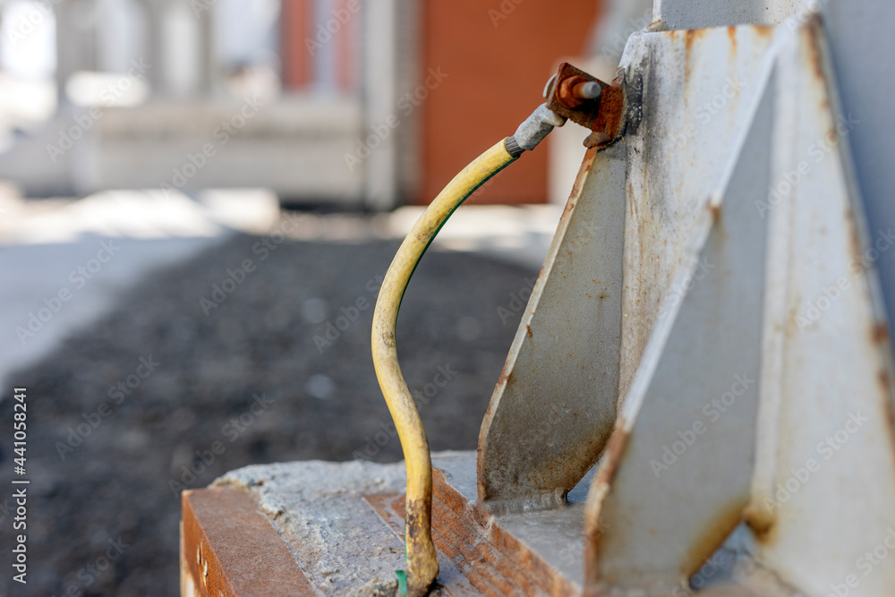 A typical earthing electrode (ground with electricity) to steel ...
