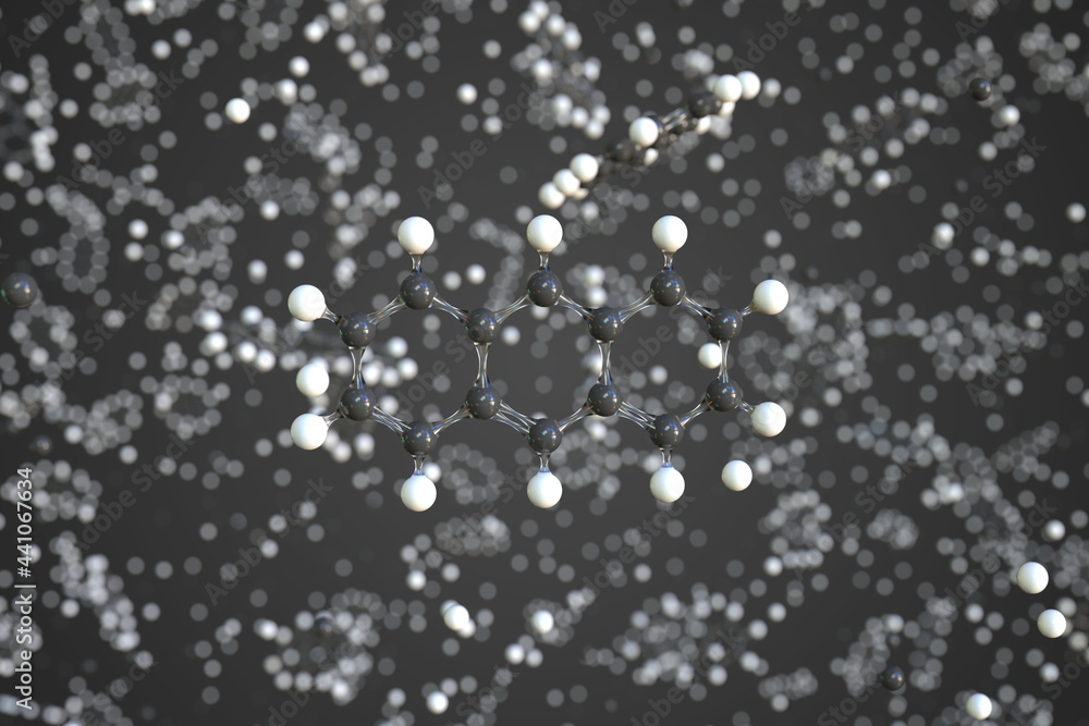 Molecule of anthracene, conceptual molecular model. Conceptual 3d ...