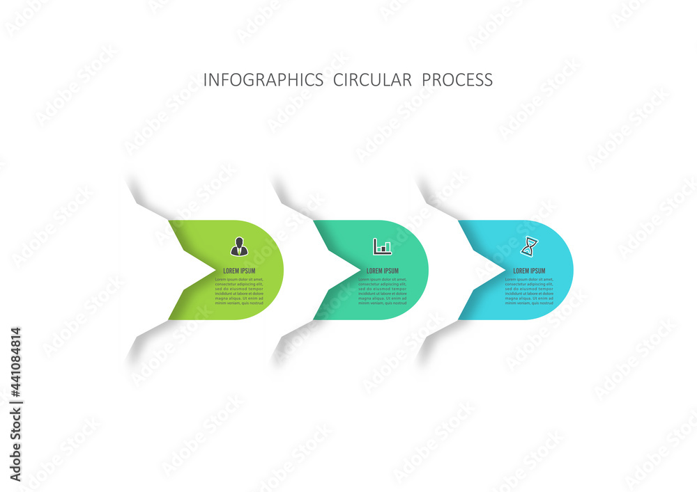 Vector infographic template with 3D paper label, integrated circles ...