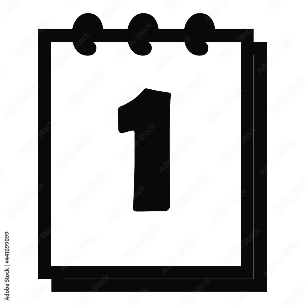 Number 1 - calendar flipping datetime day month simple flat vector ...