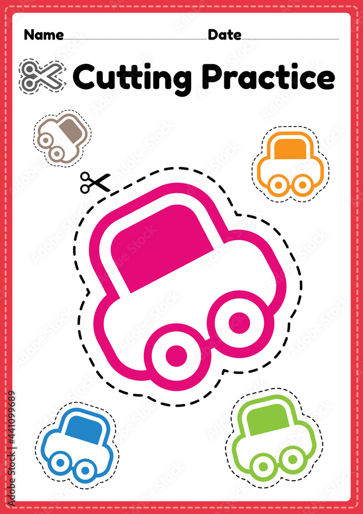 Printable cutting practice for kids to cut the paper with scissors to ...