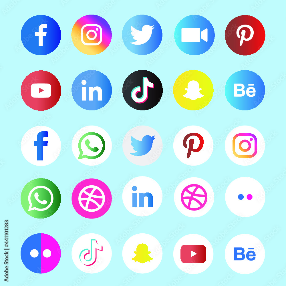 Image vectorielle Stock Most popular social media applications logo ...