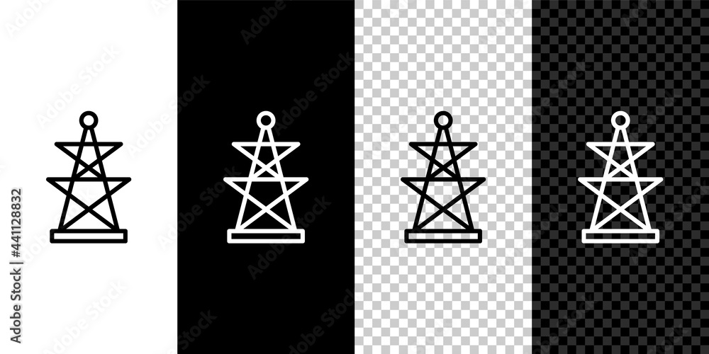 Set line Electric tower used to support an overhead power line icon ...