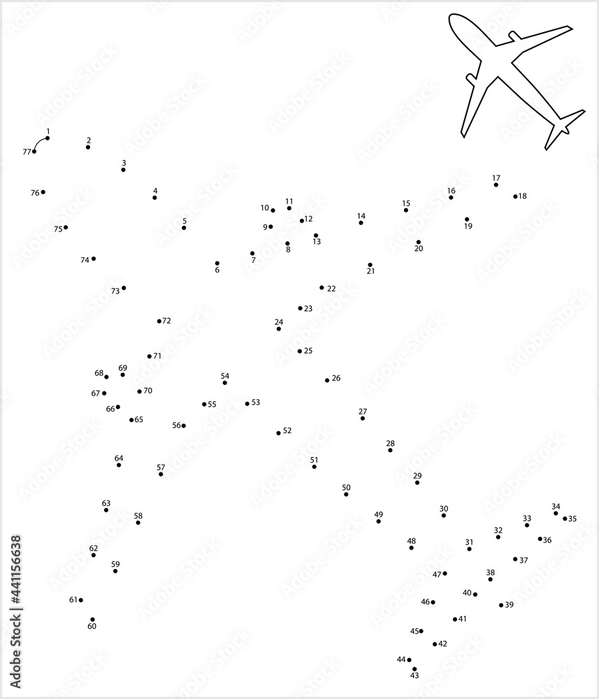 Airplane Icon Connect The Dots M_2106001 Stock Vector | Adobe Stock
