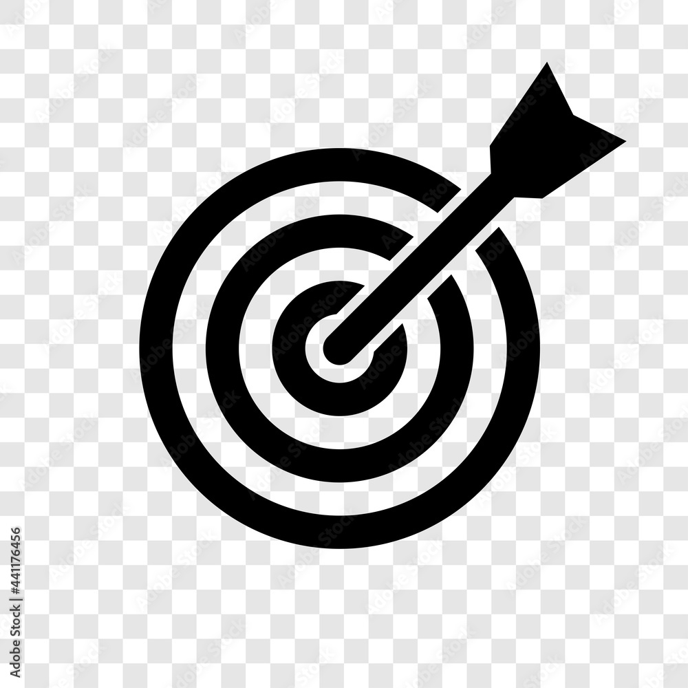 Black arrow and target icon isolated on transparent background. Vector ...