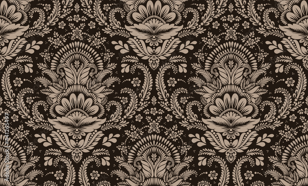 Damask seamless pattern element. Vector floral damask ornament vintage ...
