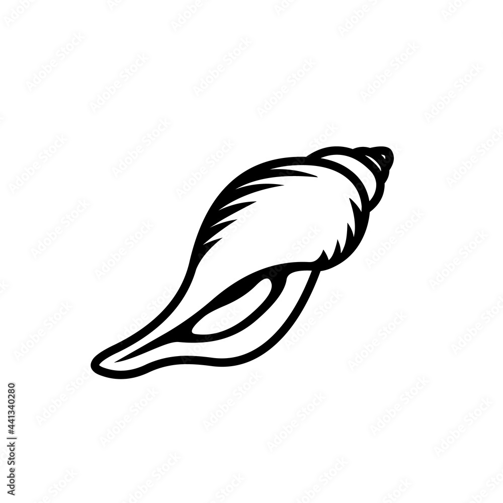 Shell icon. Black line vector isolated icon on white background. Best ...